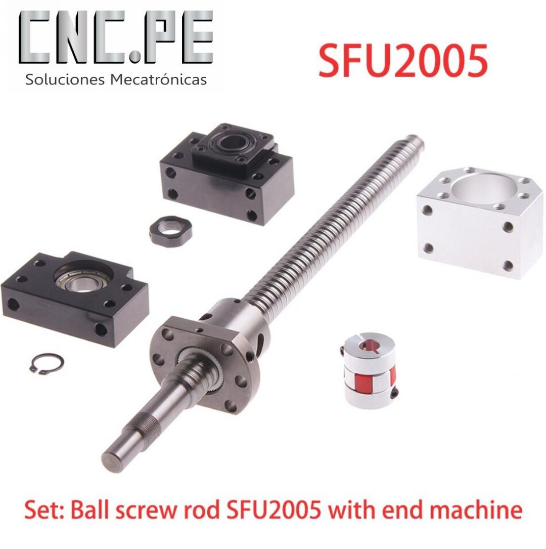 Kit de tornillo de bolas SFU2005 C7 con accesorios | ballscrew | cnc.pe
